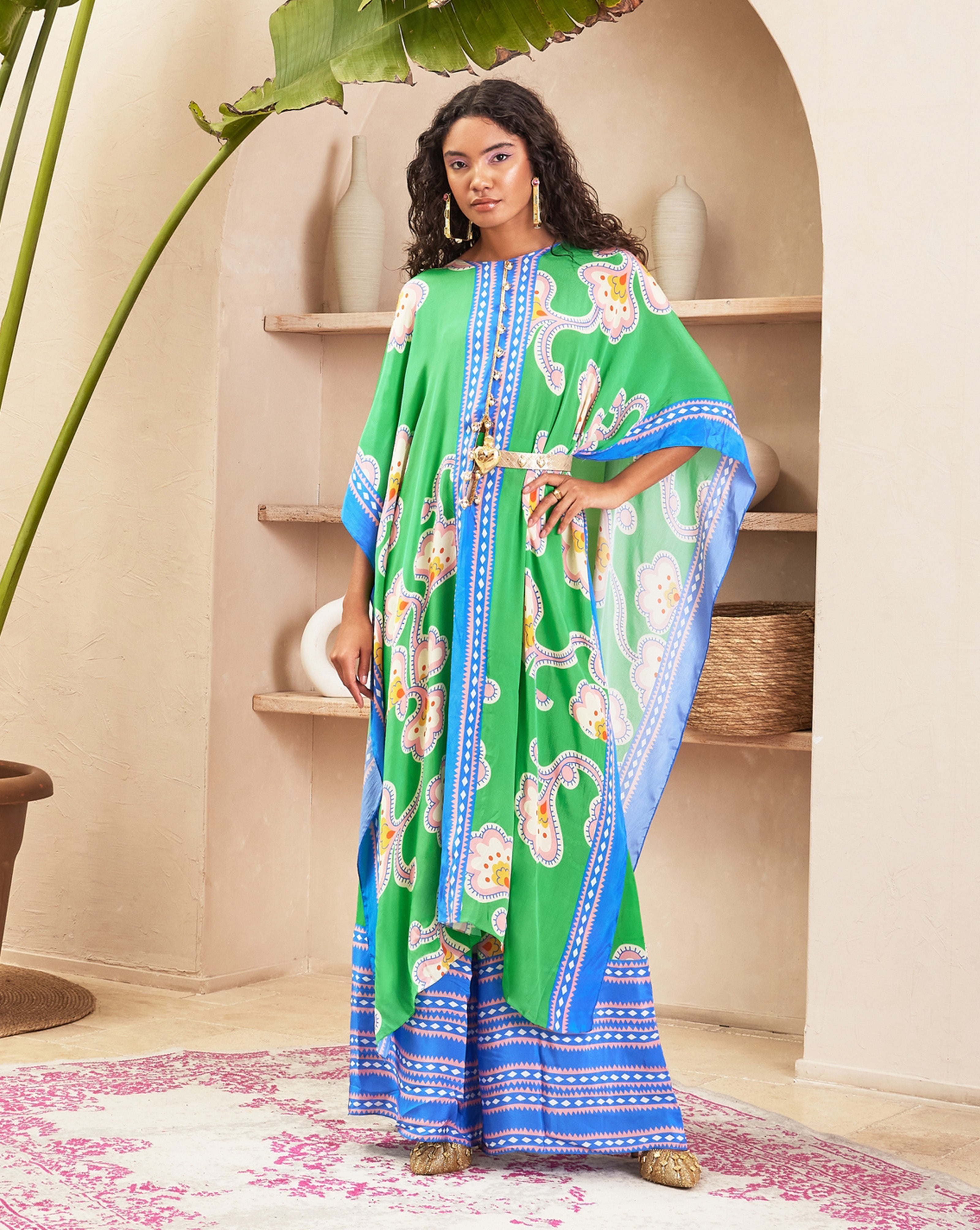 Aster Green Kaftan Top Set – Panache by Sharmeen