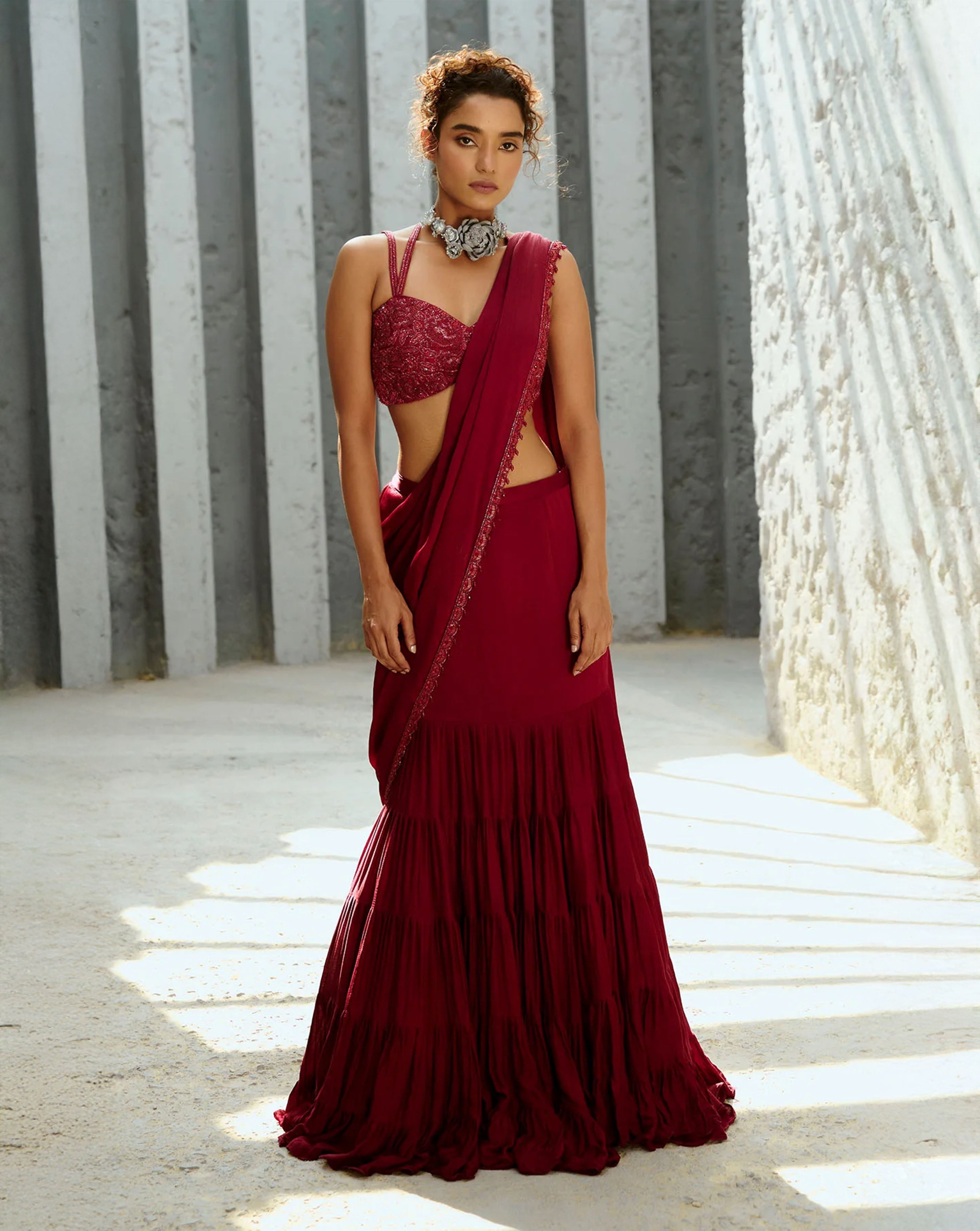 Aura Pre Drape Saree – Panache by Sharmeen