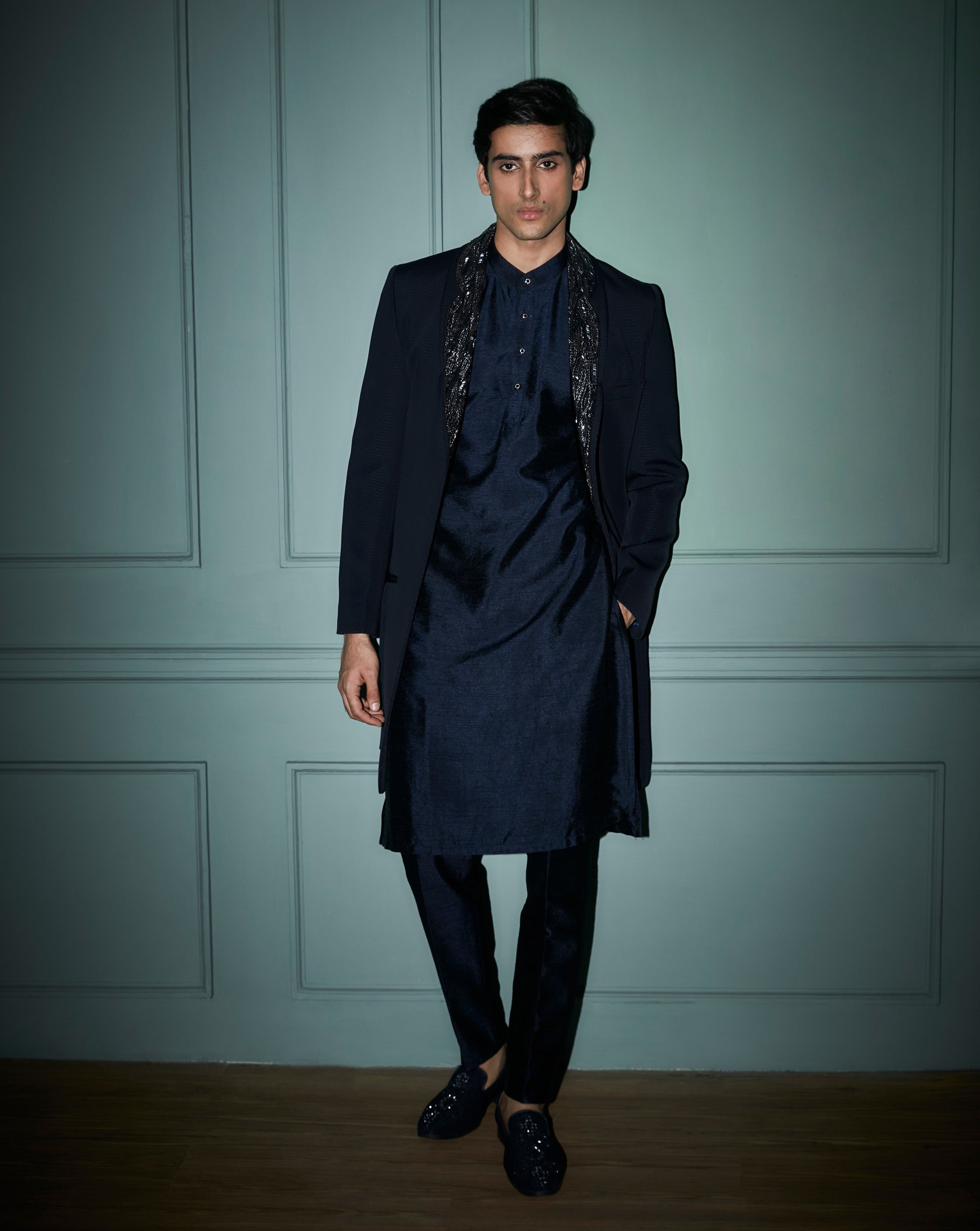 Eclipse Blue Jacket Set – Panache by Sharmeen