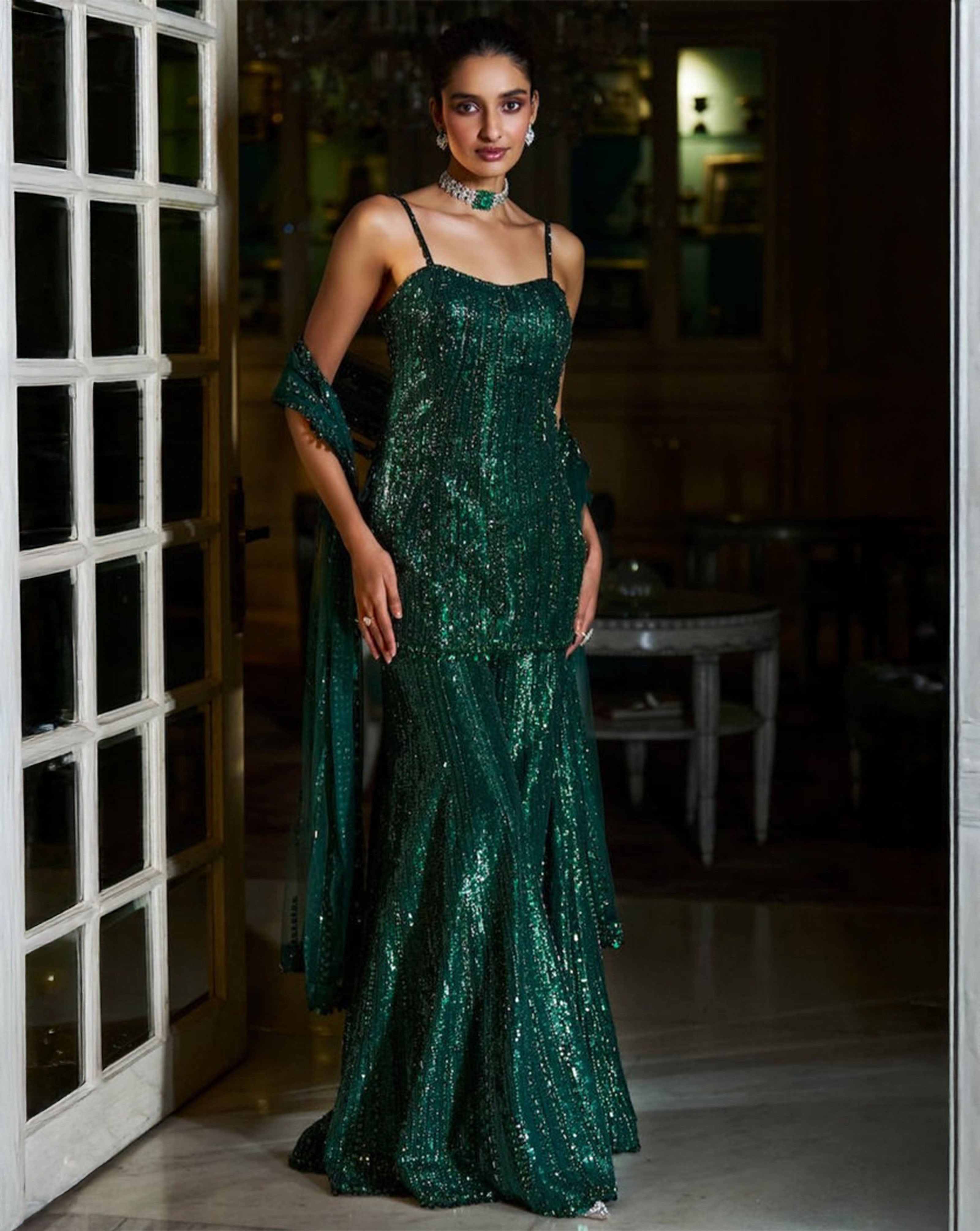 Emerald Green Sharara Set – Panache by Sharmeen