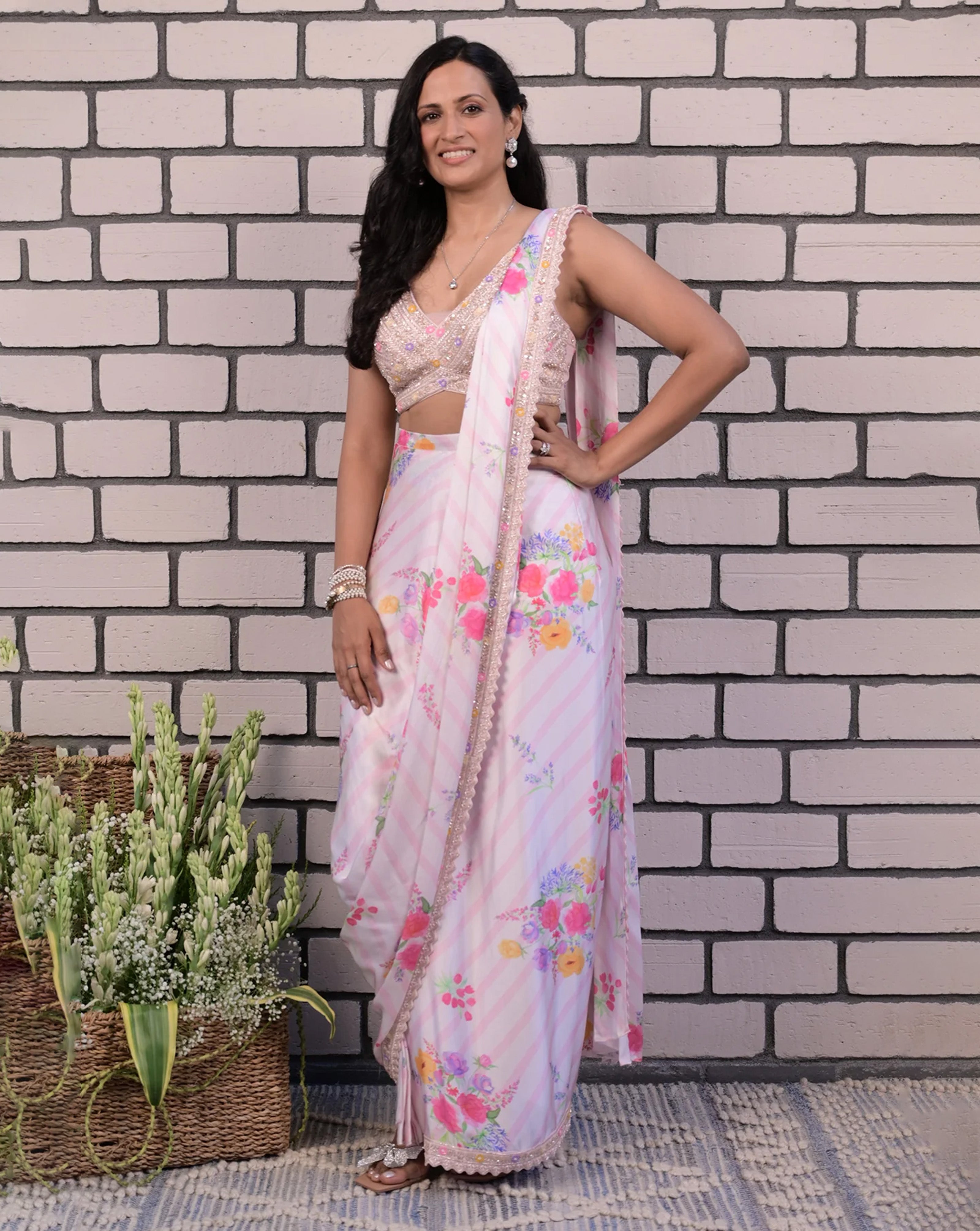 Amelia Satin Saree – Panache by Sharmeen