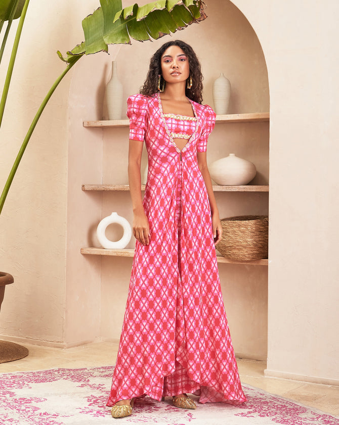 Audrey Pink Jacket Set – Panache by Sharmeen