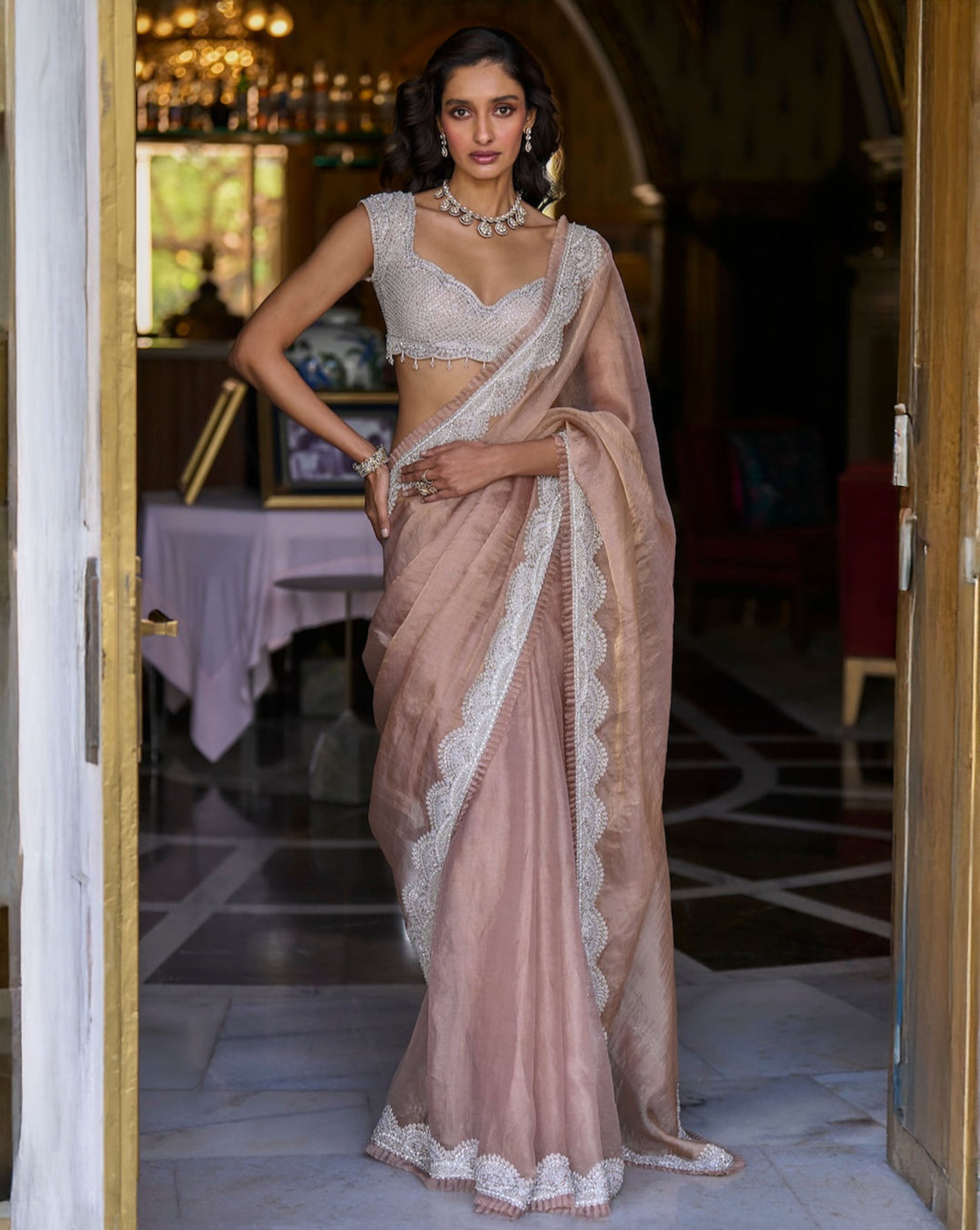 Copper Tissue Organza Saree – Panache by Sharmeen