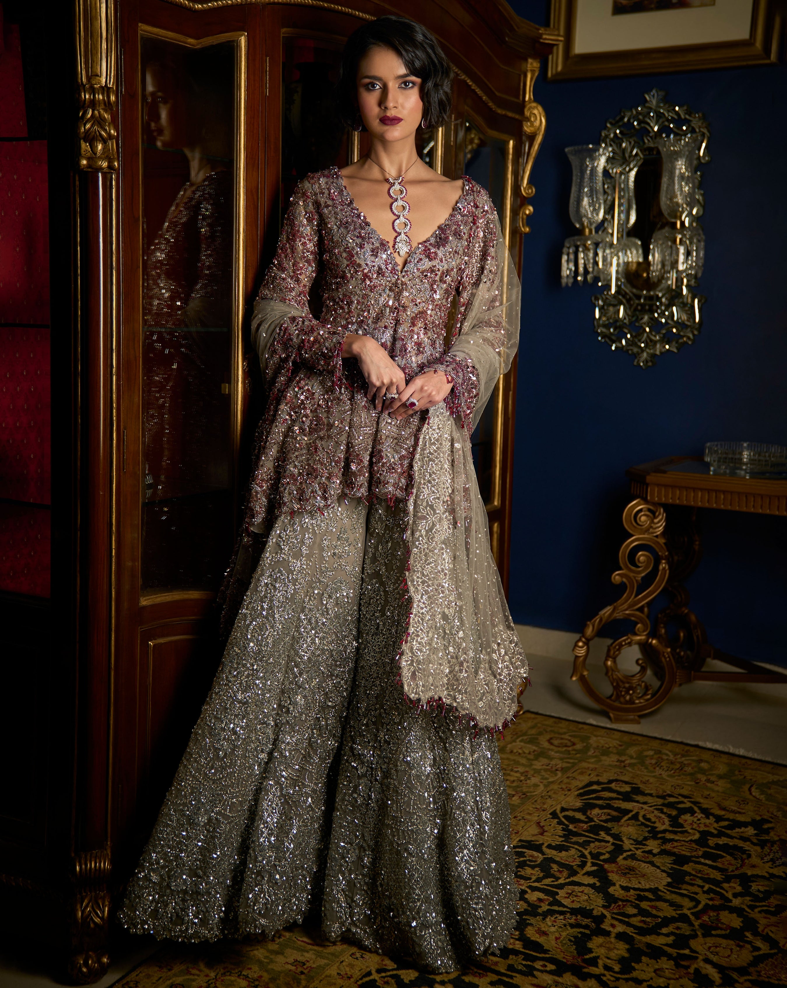 Ruby Silver Sharara Set – Panache by Sharmeen