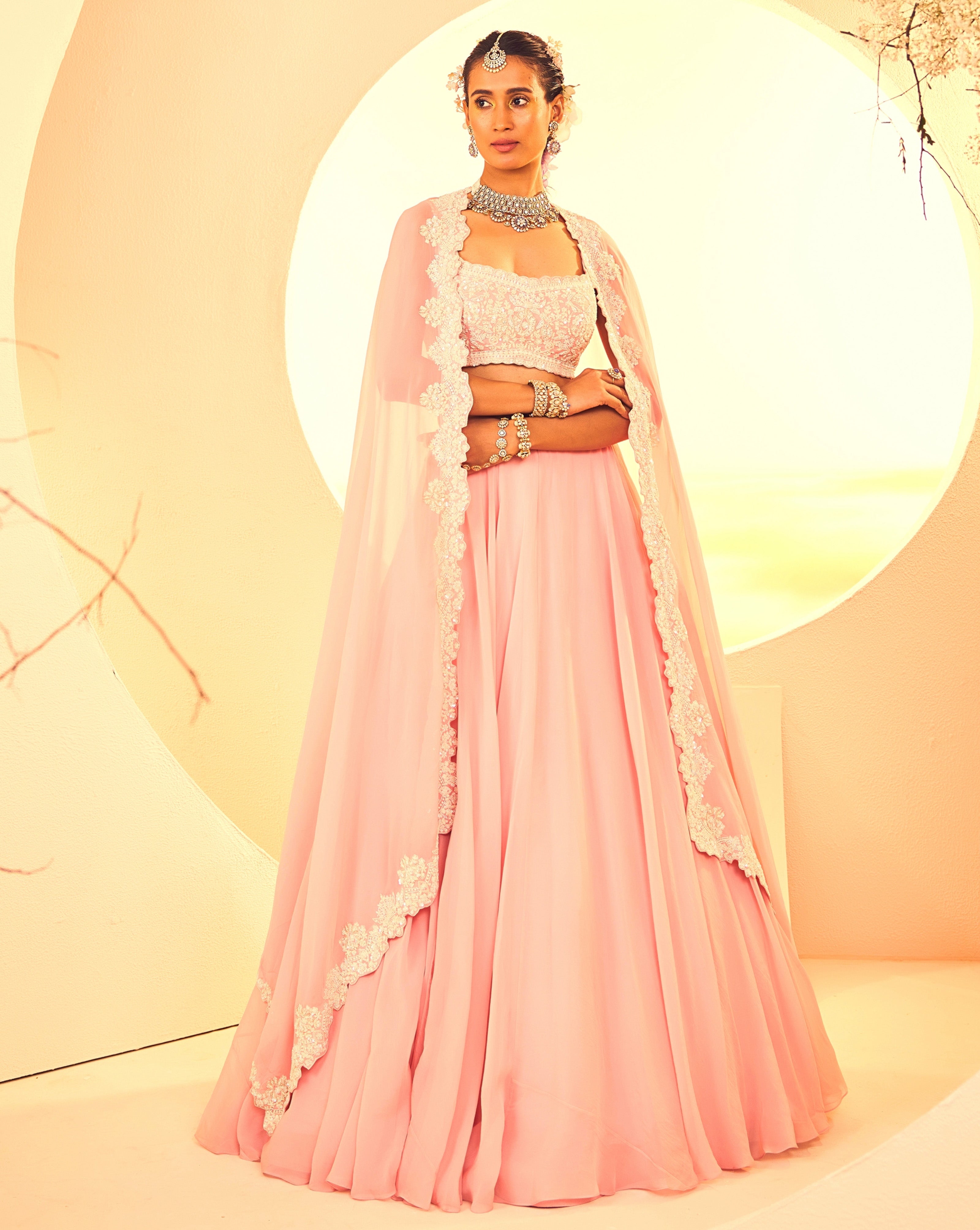 Salmon White Cape – Panache by Sharmeen