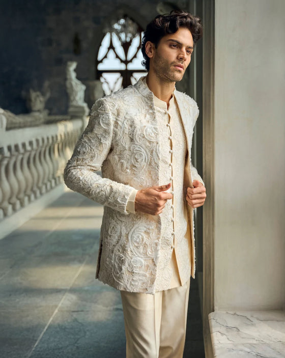 Ivory Nude Jacket Set – Panache by Sharmeen