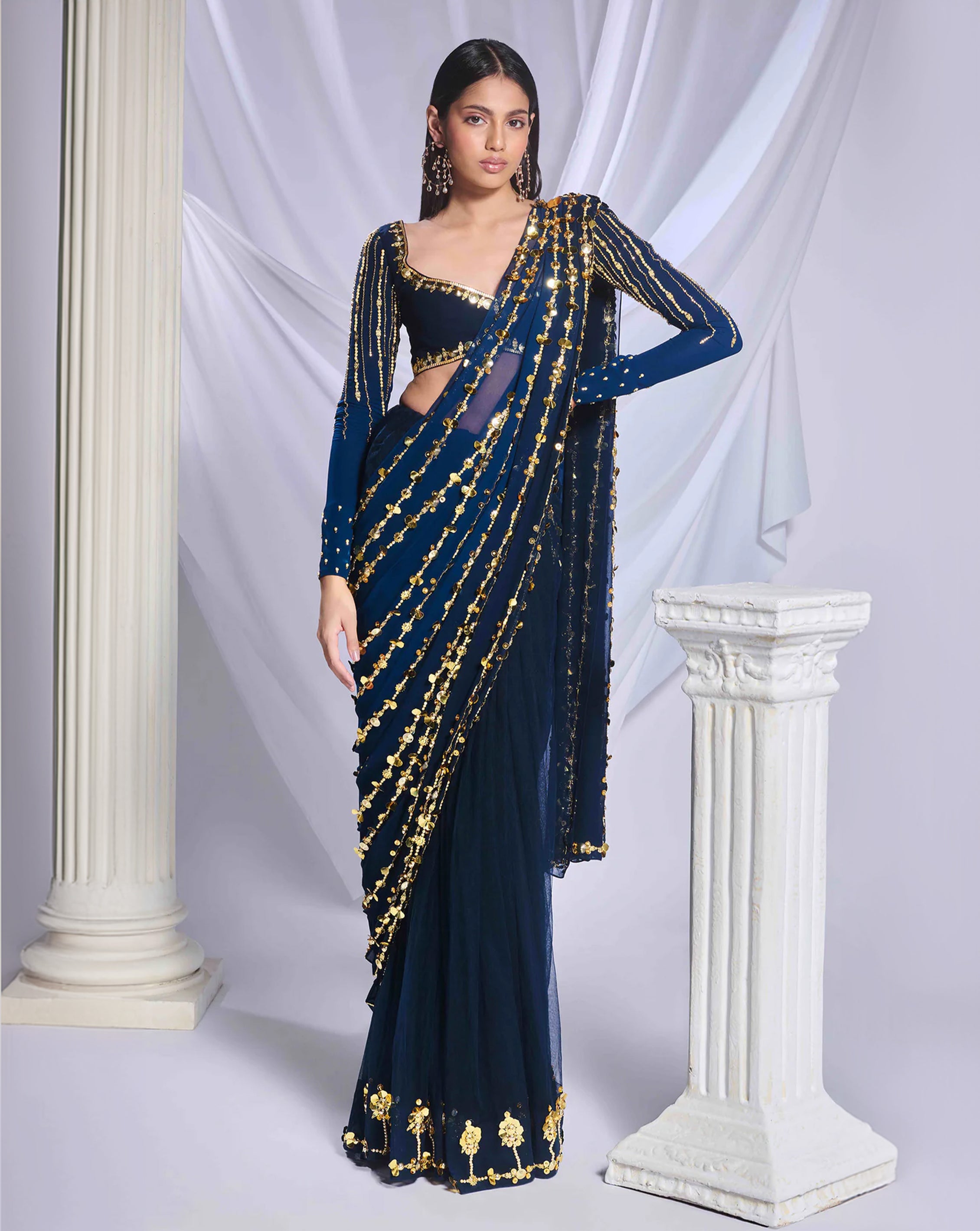 Midnight Marina Saree Set – Panache by Sharmeen