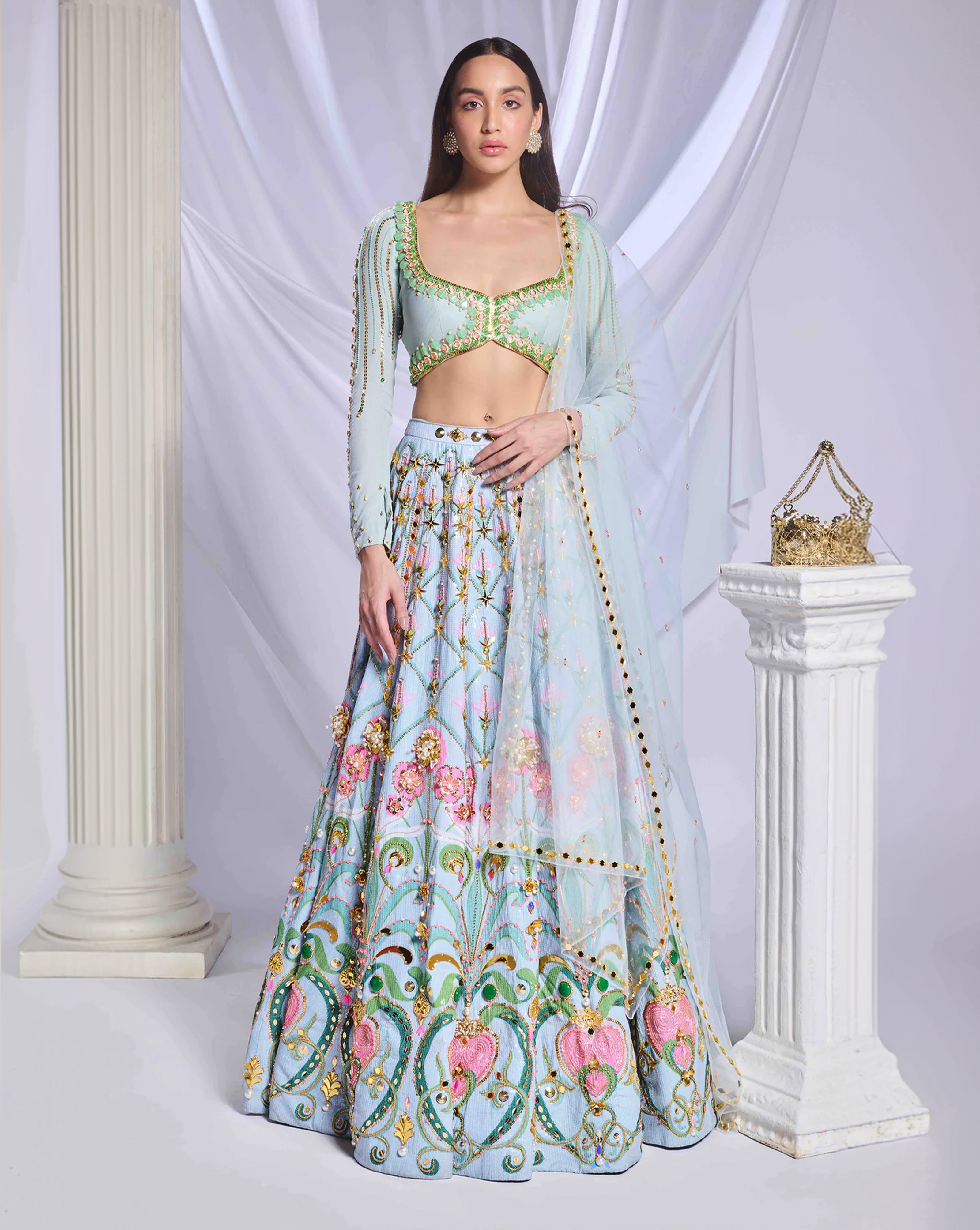 Mint Mystique Lehenga Set – Panache by Sharmeen
