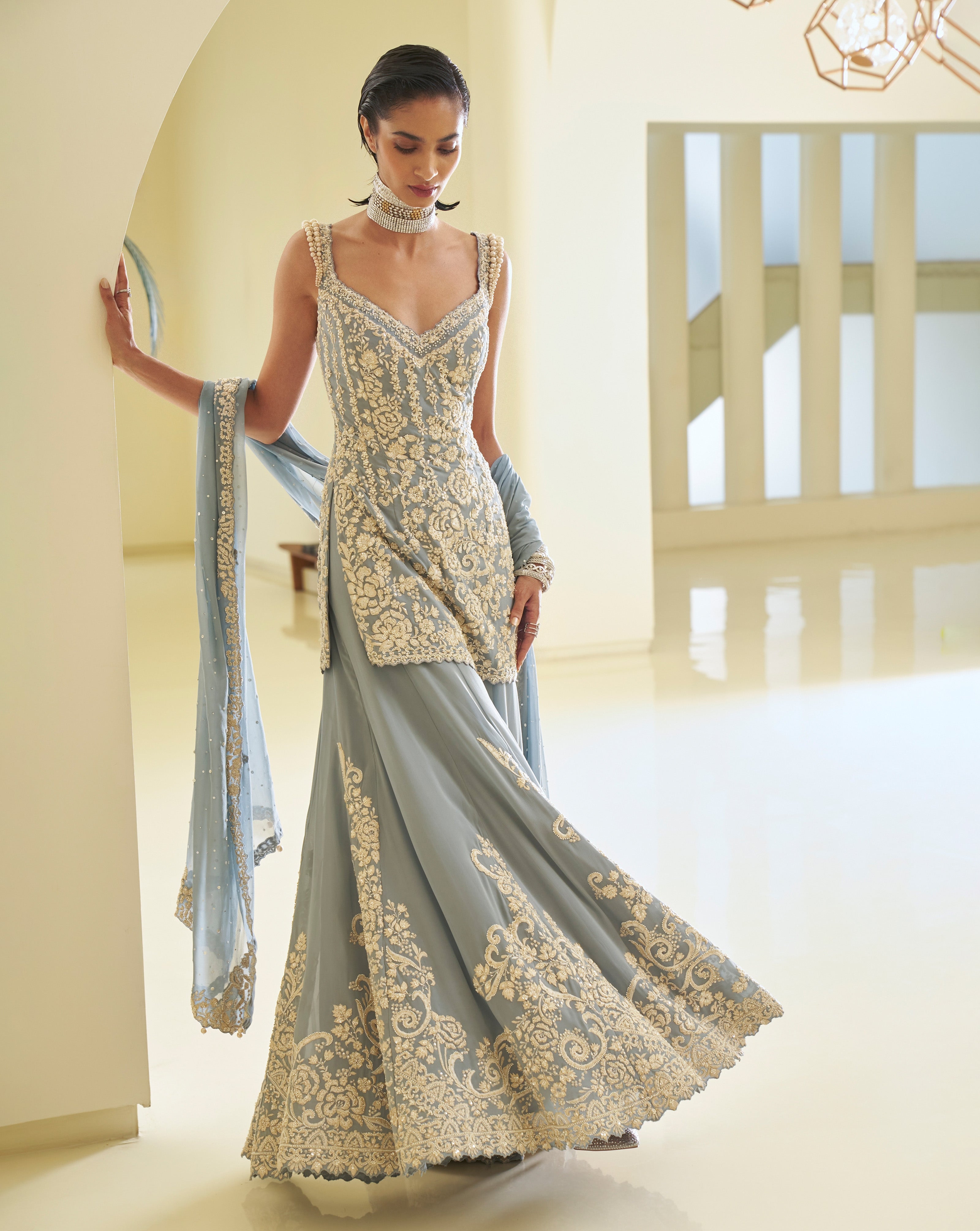 Blue Pearl Sharara Set – Panache by Sharmeen